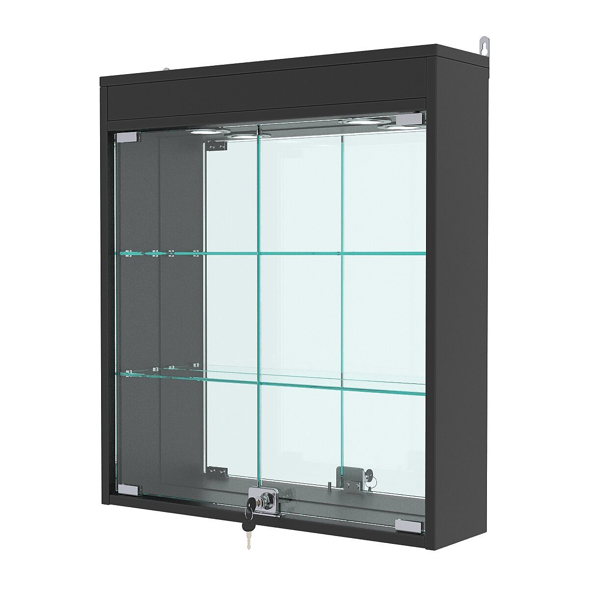 Витрина настенная №1-4А с зеркалом и подсветкой, Черный. Производитель товара - компания Westcom.