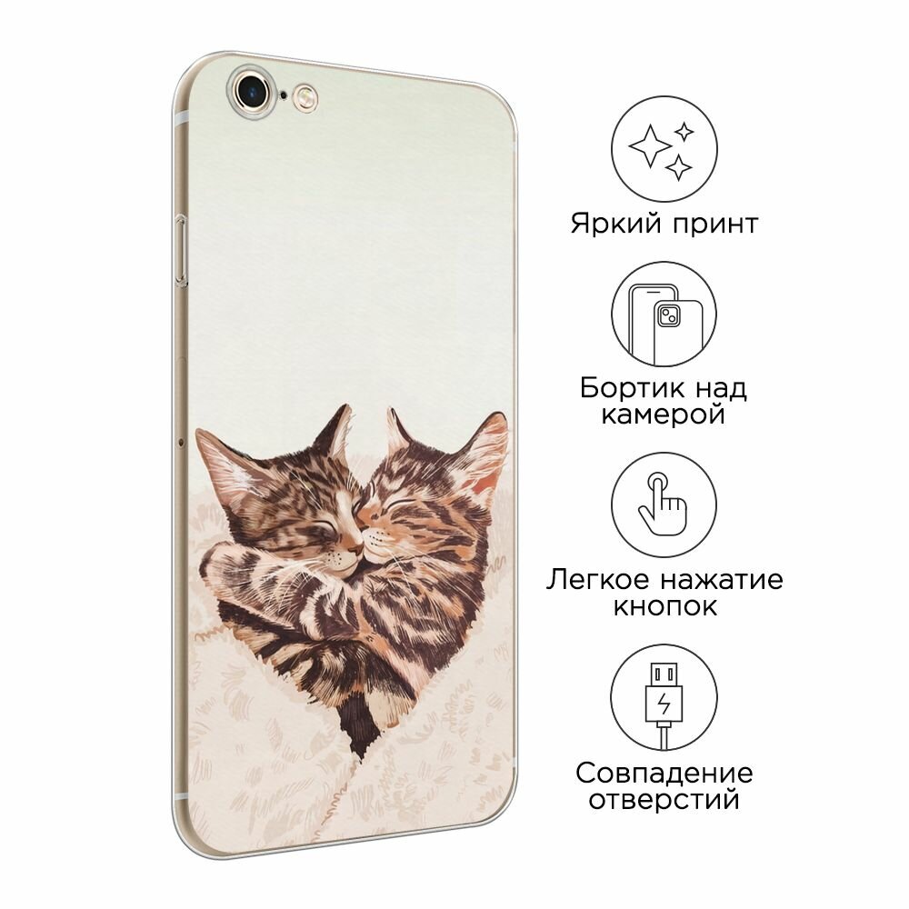 Чехол на Apple iPhone 6 Plus/6S Plus / Айфон 6 Плюс/Айфон 6С Плюс с принтом "Влюбленные котейки - 14 февраля" — фото 1
