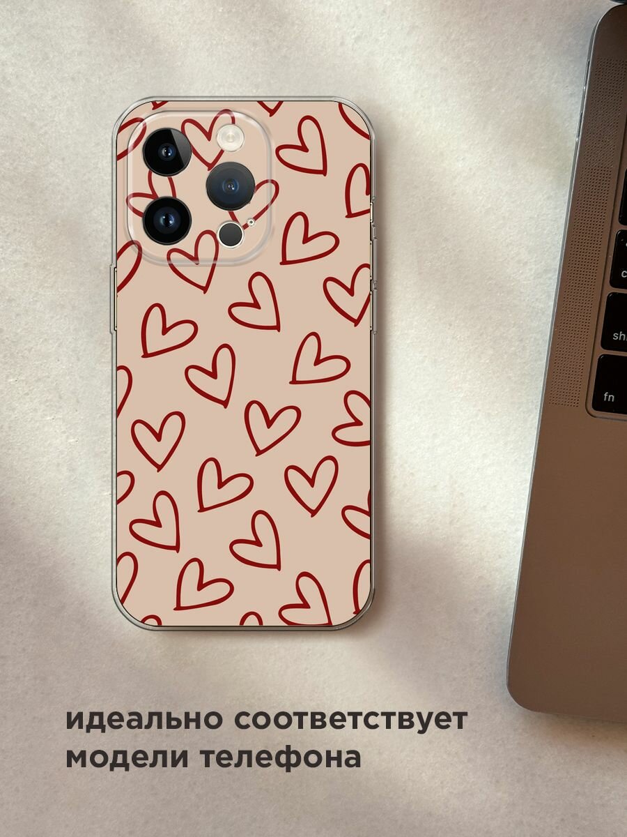 Чехол на Apple iPhone 14 Pro / Айфон 14 Про с принтом "Little hearts doodles 1 - 14 февраля" — фото 1