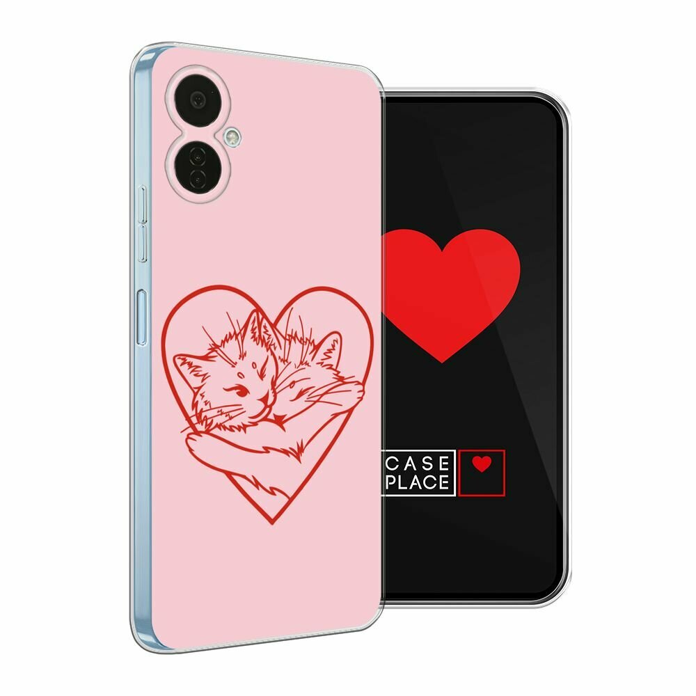 Чехол на Tecno Camon 19 Neo / Техно Камон 19 Нео с принтом "Влюблённые котики рисунок 1 - 14 февраля" — фото 1