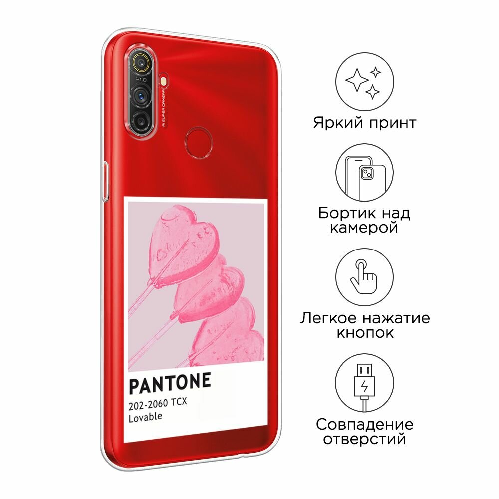Чехол на Realme C3 / Реалми C3 с принтом "Pantone Lovable 2 - 14 февраля", прозрачный — фото 1