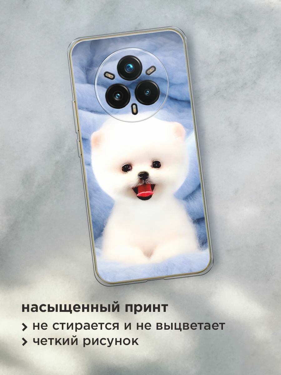 Чехол на Realme 14 Pro+ / Реалми 14 Про+ с принтом Белый пёсик — фото 1