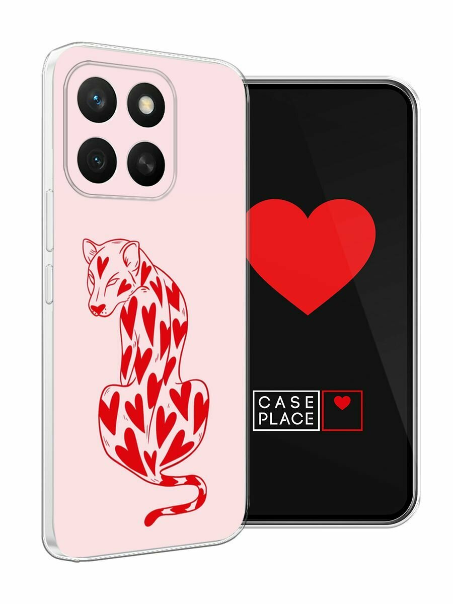 Чехол на Honor X8c / Хонор X8c с принтом "Heart panther 1 - 14 февраля" — фото 1