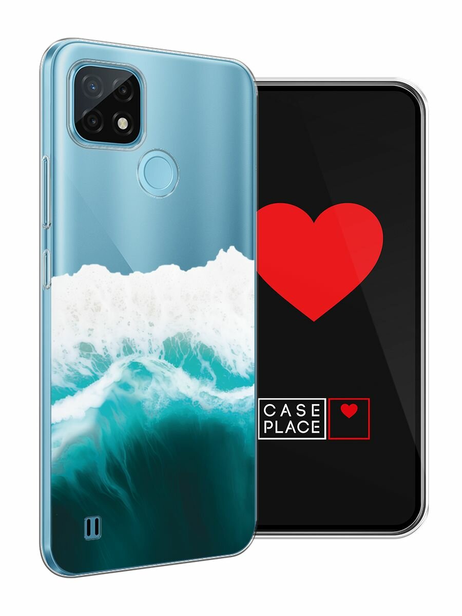 Чехол на Realme C21 / Реалми С21 с принтом "Большая волна", прозрачный — фото 1