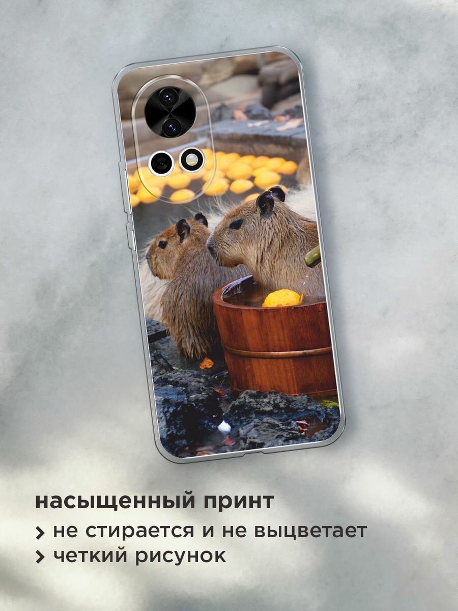 Чехол на Huawei Nova 12/Nova13 / Хуавей Нова 12/Нова 13 с принтом "Капибары отмокают" — фото 1
