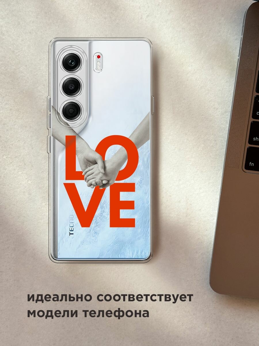 Чехол на Tecno Camon 40 Pro 5G / Текно Камон 40 Про 5G с принтом "Love holding hands - 14 февраля", прозрачный — фото 1
