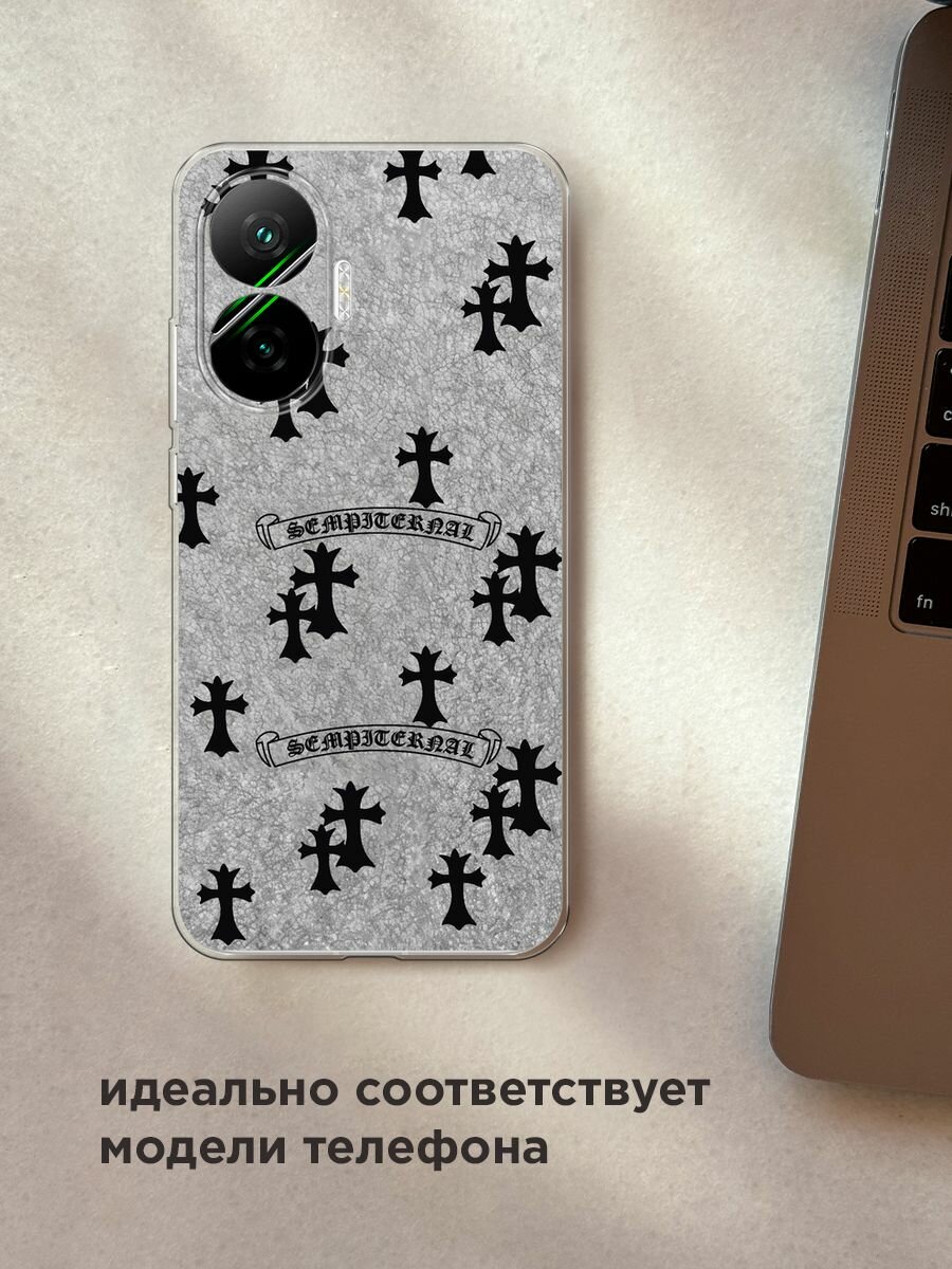 Силиконовый чехол на Poco F7 / Поко F7 с принтом "Кресты паттерн 3" — фото 1