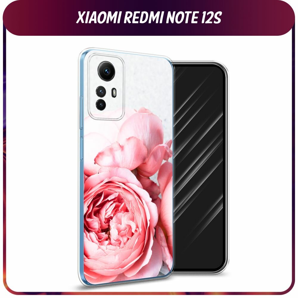 Чехол на Xiaomi Redmi Note 12S / Сяоми Редми Ноут 12S с принтом "Пионы на белом"