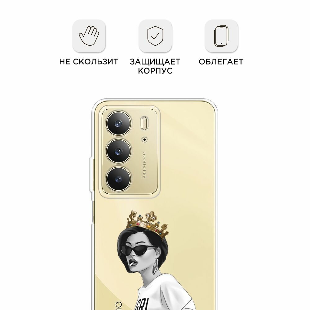 Чехол на Realme C75 4G / Реалми C75 4G с принтом Be your Queen, прозрачный — фото 1