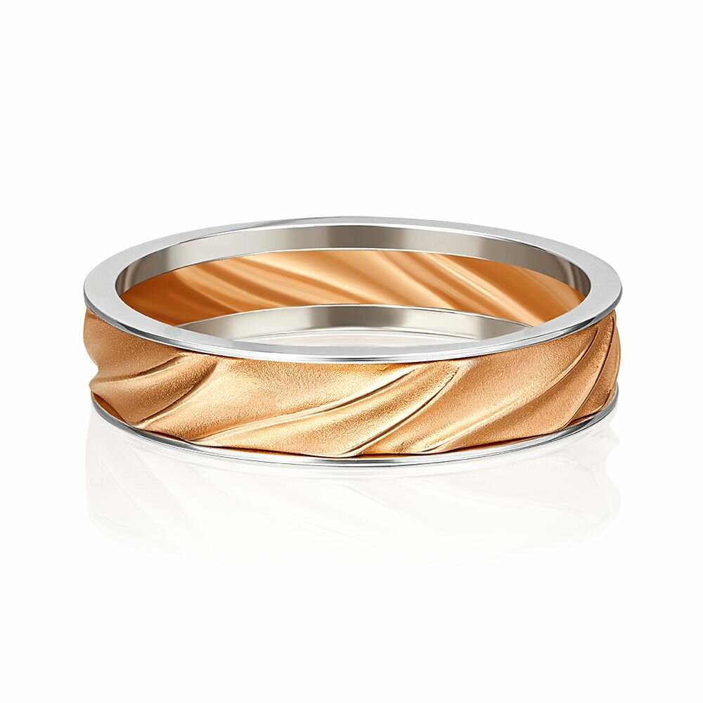 Кольцо обручальное, комбинированное золото, 585 проба, родирование