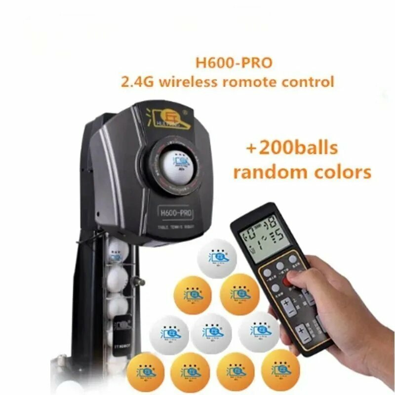 Тренажер для настольного тенниса, H600, с пультом, 2.4 G, 100 мячами, черный