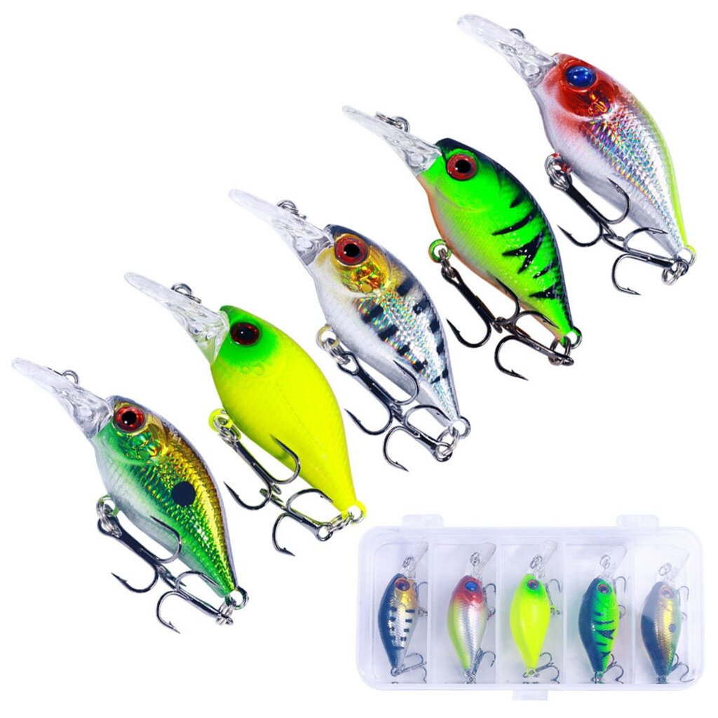 5Pcs Fishing Baits Small Crankbait Wobbler Artificial Hard Baits Crank Baits