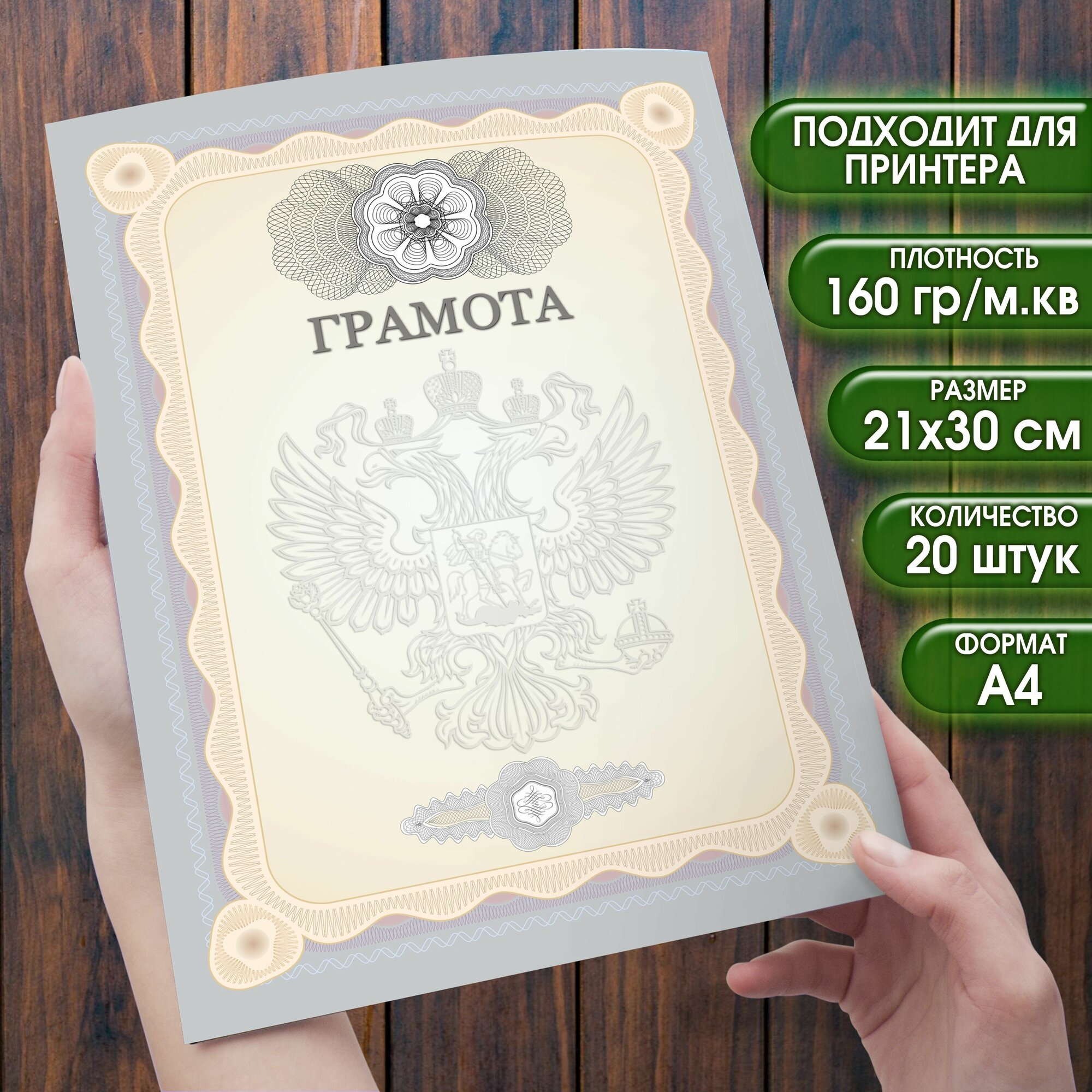 Бланк Грамота. Набор 20 штук. Размер 21х30 см. (формат А4) Бланки для принтера или рукописного заполнения. Грамоты для заполнения. Школа или детский сад.