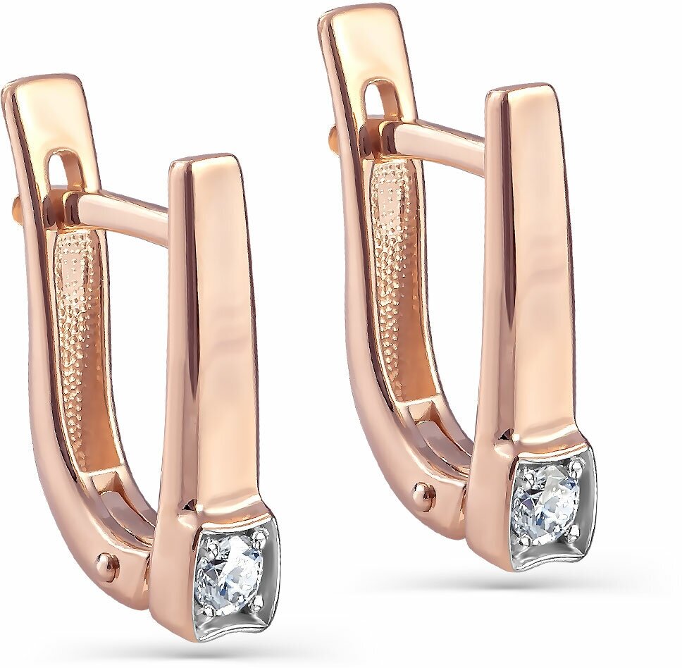 Серьги, красное золото, 585 проба, бриллиант