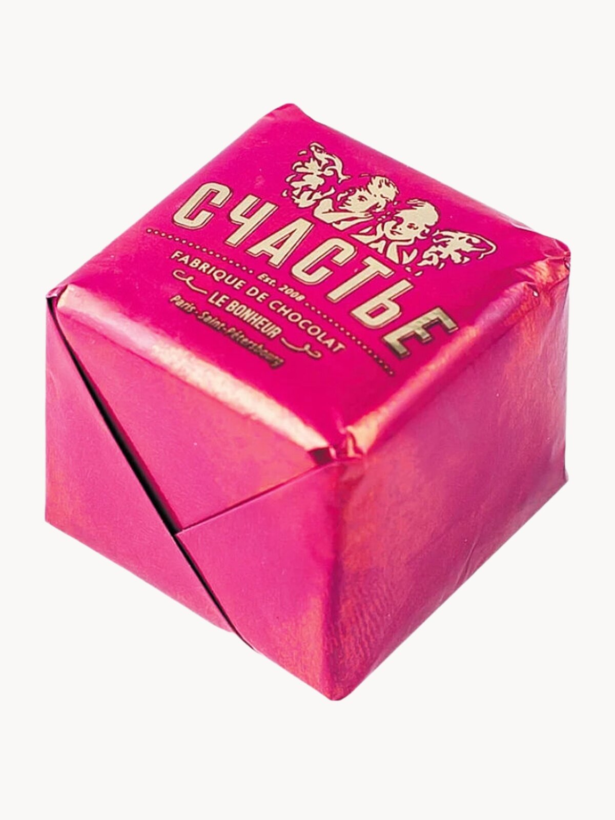 Конфета Счастье пралине с вишней, лепестками миндаля и ликером в горьком шоколаде, 50 г