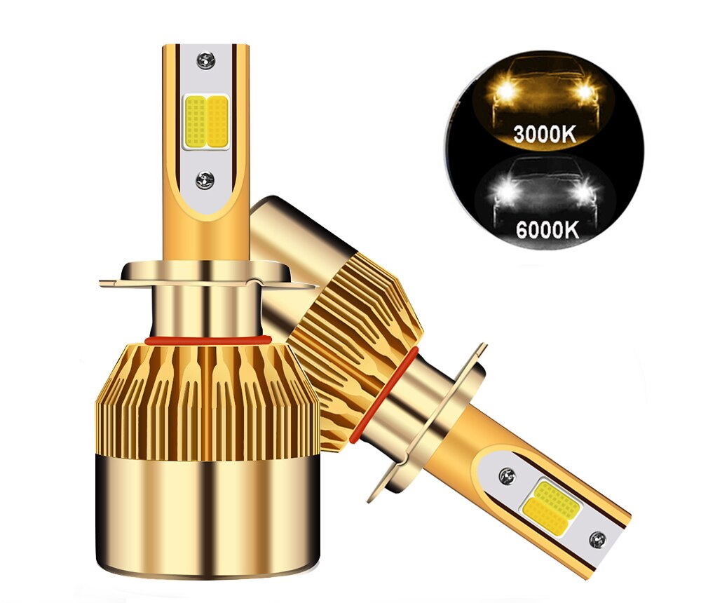 Автолампа светодиодная двухцветная (белый желтый) C6 LED H3 (36W 3800Lm 6000K 3000К 8-48V) Grande Light GL-C6-H3-2