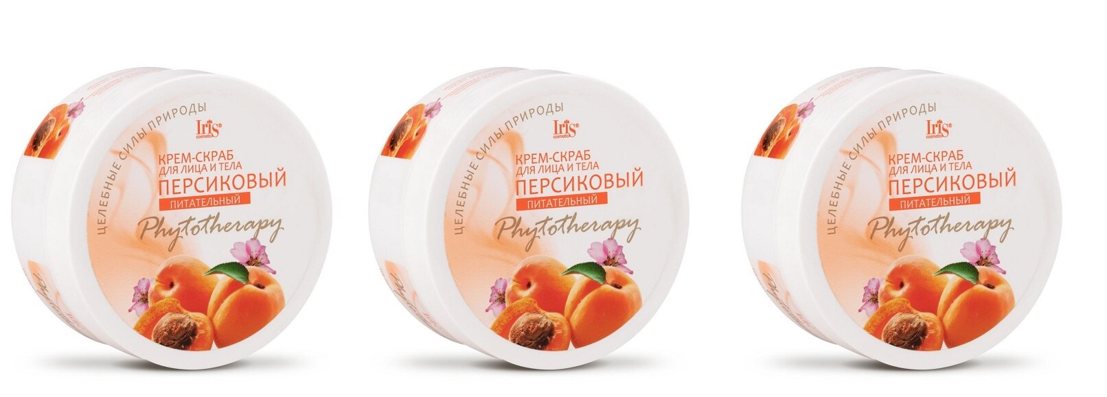 Крем-скраб для лица и тела Iris Фитотерапия, персиковый, 180 мл, 3 шт.