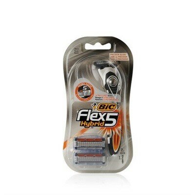 Набор из 3 штук Мужская бритва BIC FLEX HYBRID 5 лезви, станок+2 кассеты