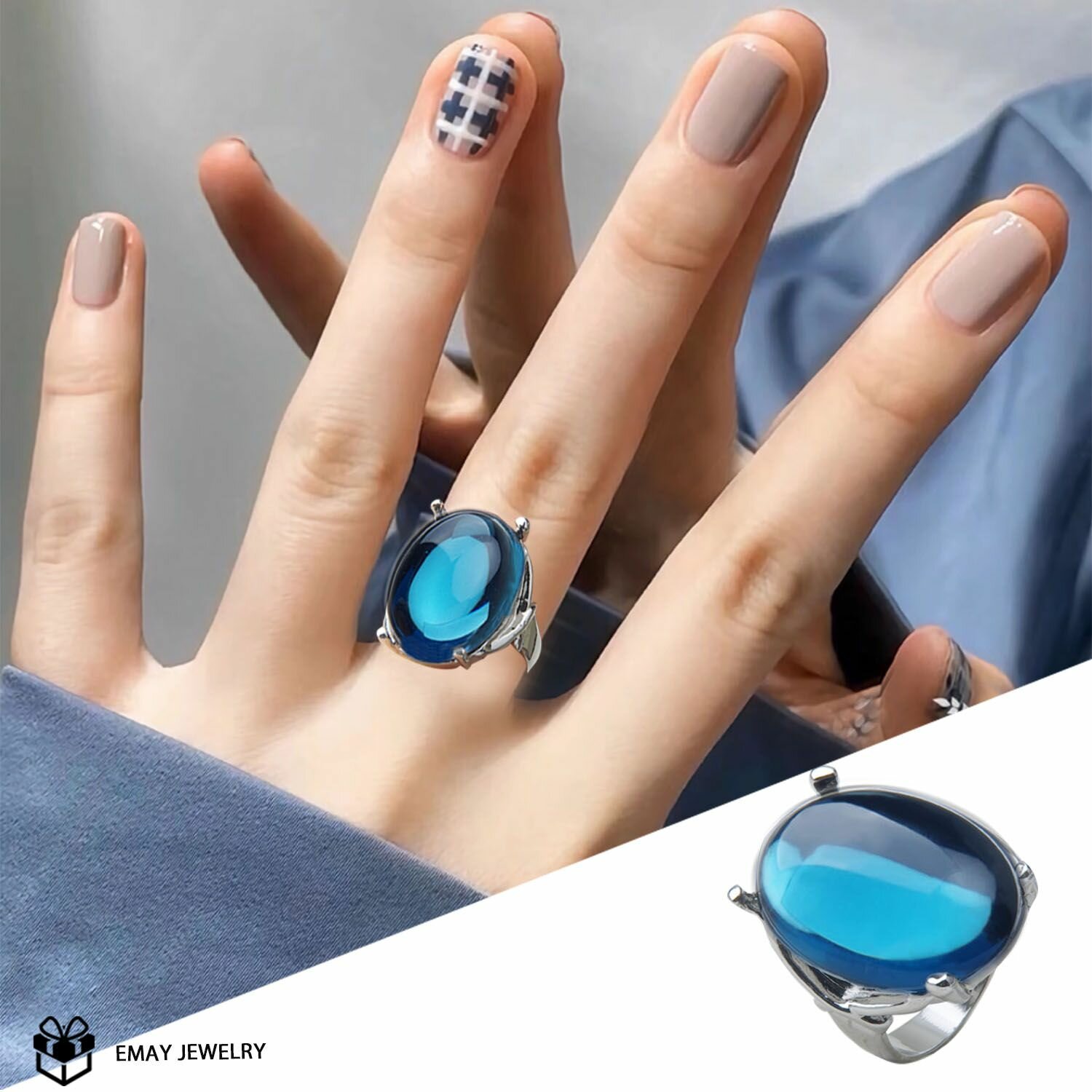 Кольцо, эпоксидная смола, искусственный камень