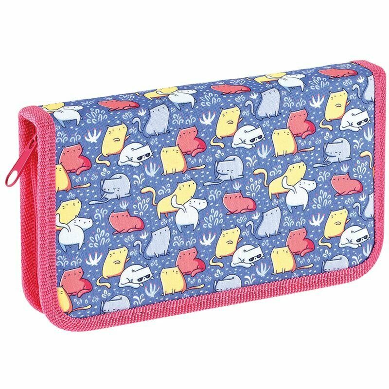 Пенал ArtSpace, "Cats", для девочек, текстиль, без наполнения