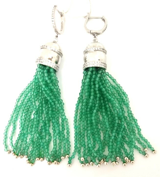 Серьги, серебро, 925 проба, фианит, агат