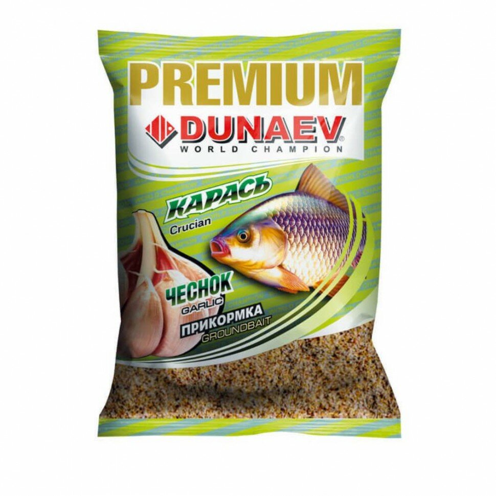 Прикормка Dunaev-Premium 1 кг карась чеснок аромат для рыбалки на водоёме для ловли карася