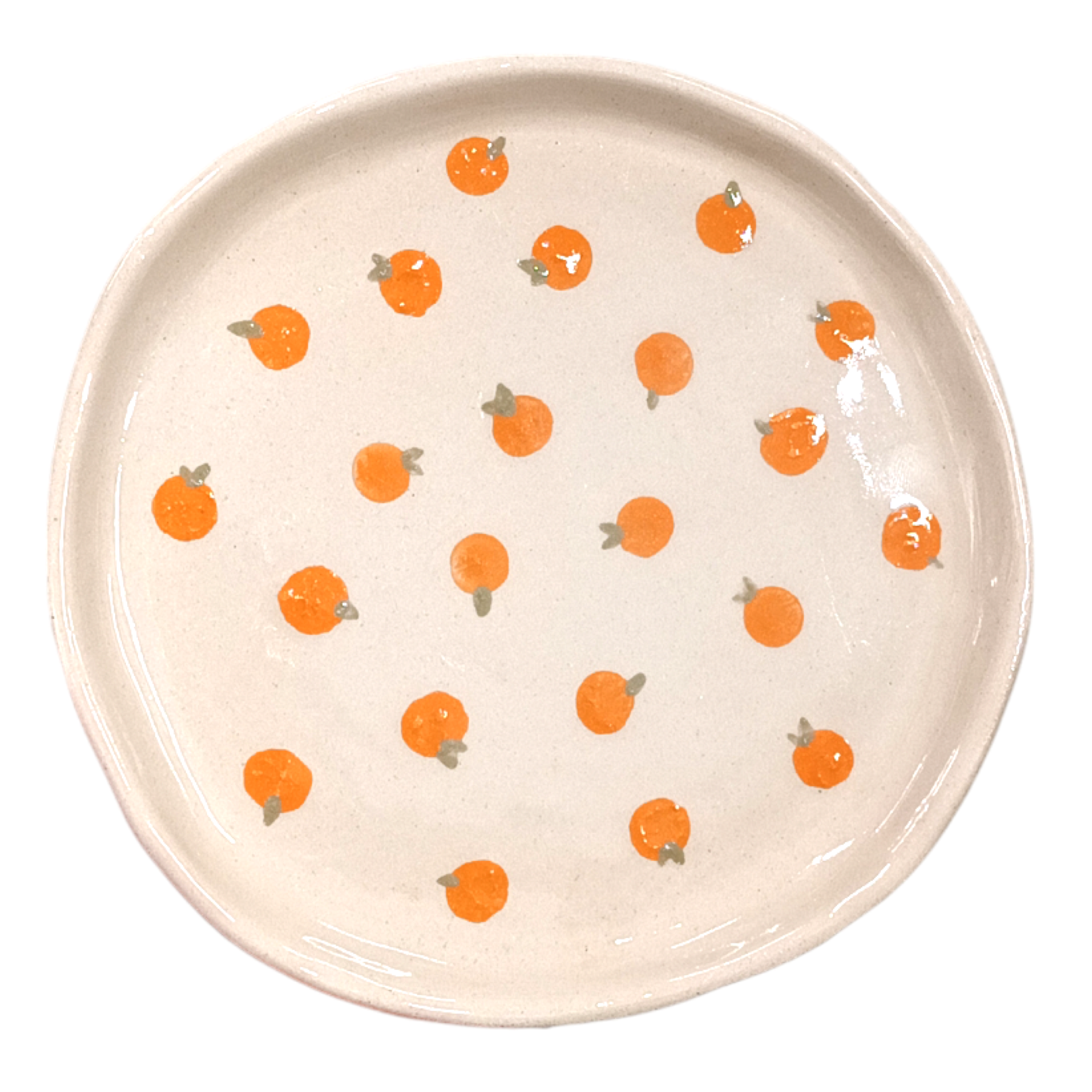 Тарелка ручной работы Малёма с росписью «Мандаринки», керамика, 19 см