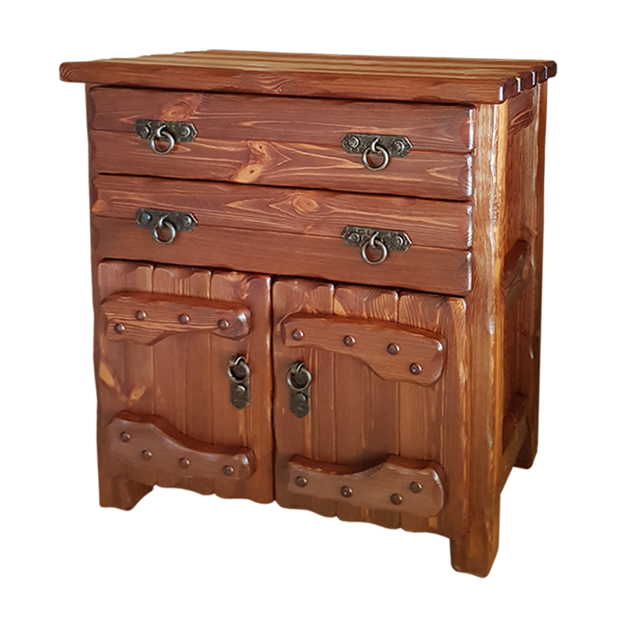 Комод деревянный с элементами ковки рианна "Барон 1" (2 ящика + 2 двери) 90*45*Н100 старый орех