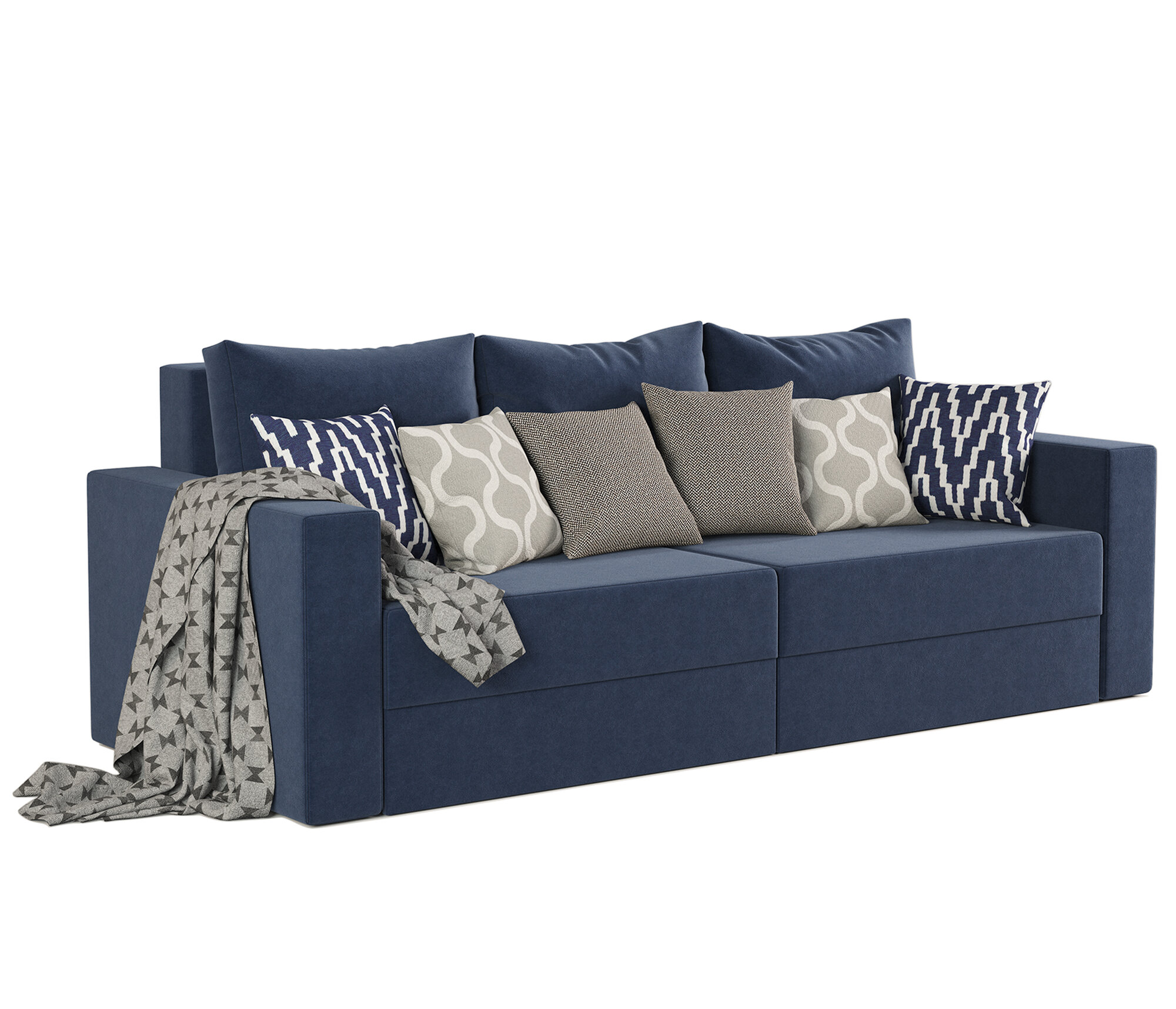 Диван прямой Мэдисон, раскладной еврокнижка, 160х200 см, велюр Ультра миднайт