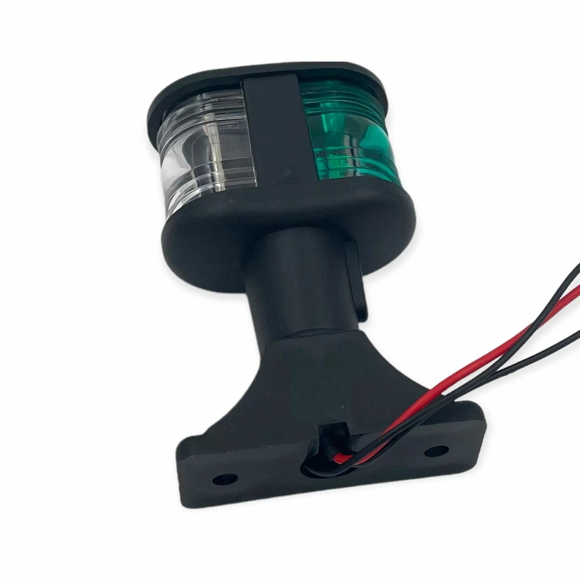 Светодиодный навигационный огонь топовый на стойке, белый + зеленый + красный, 12V, пластик черный