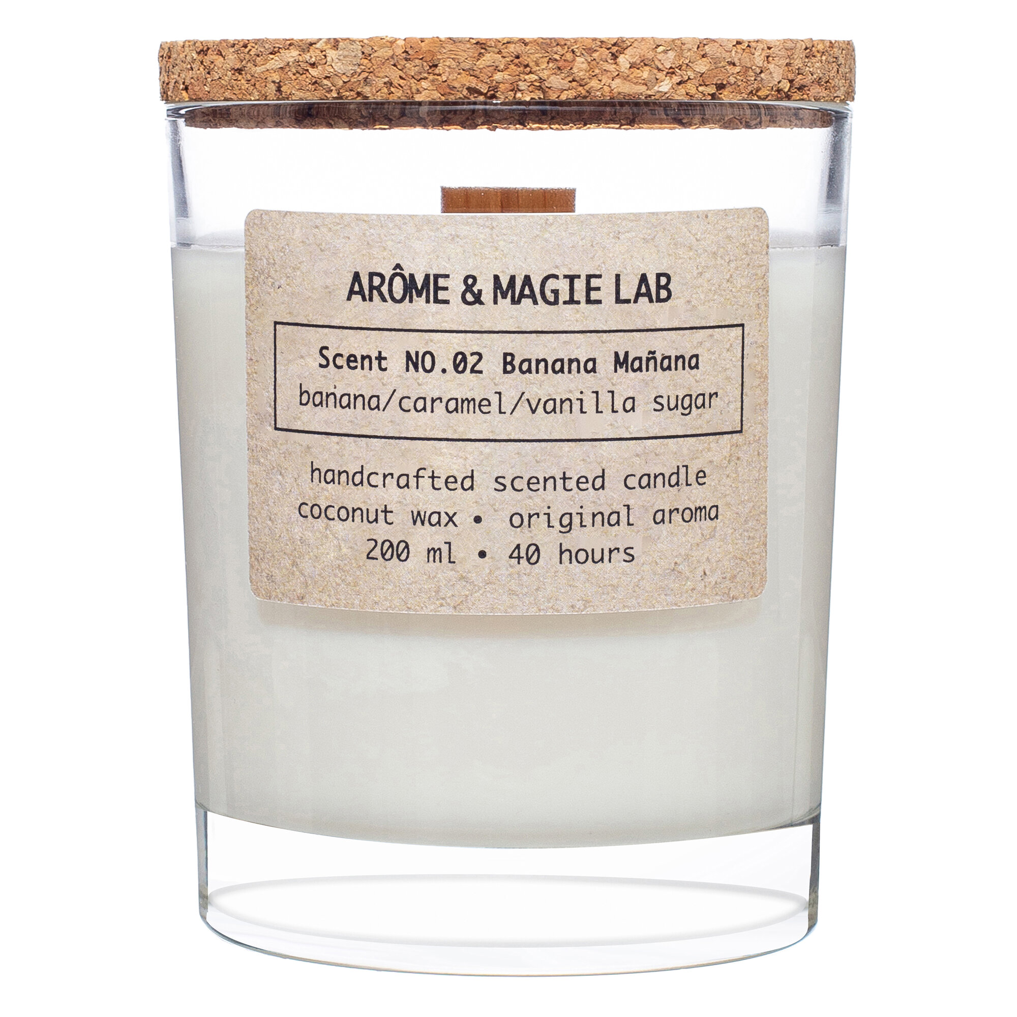 Свеча ароматическая NO.02 Banana Manana (Банановый Шейк) ARÔME & MAGIE LAB / 200 мл / кокосовый воск