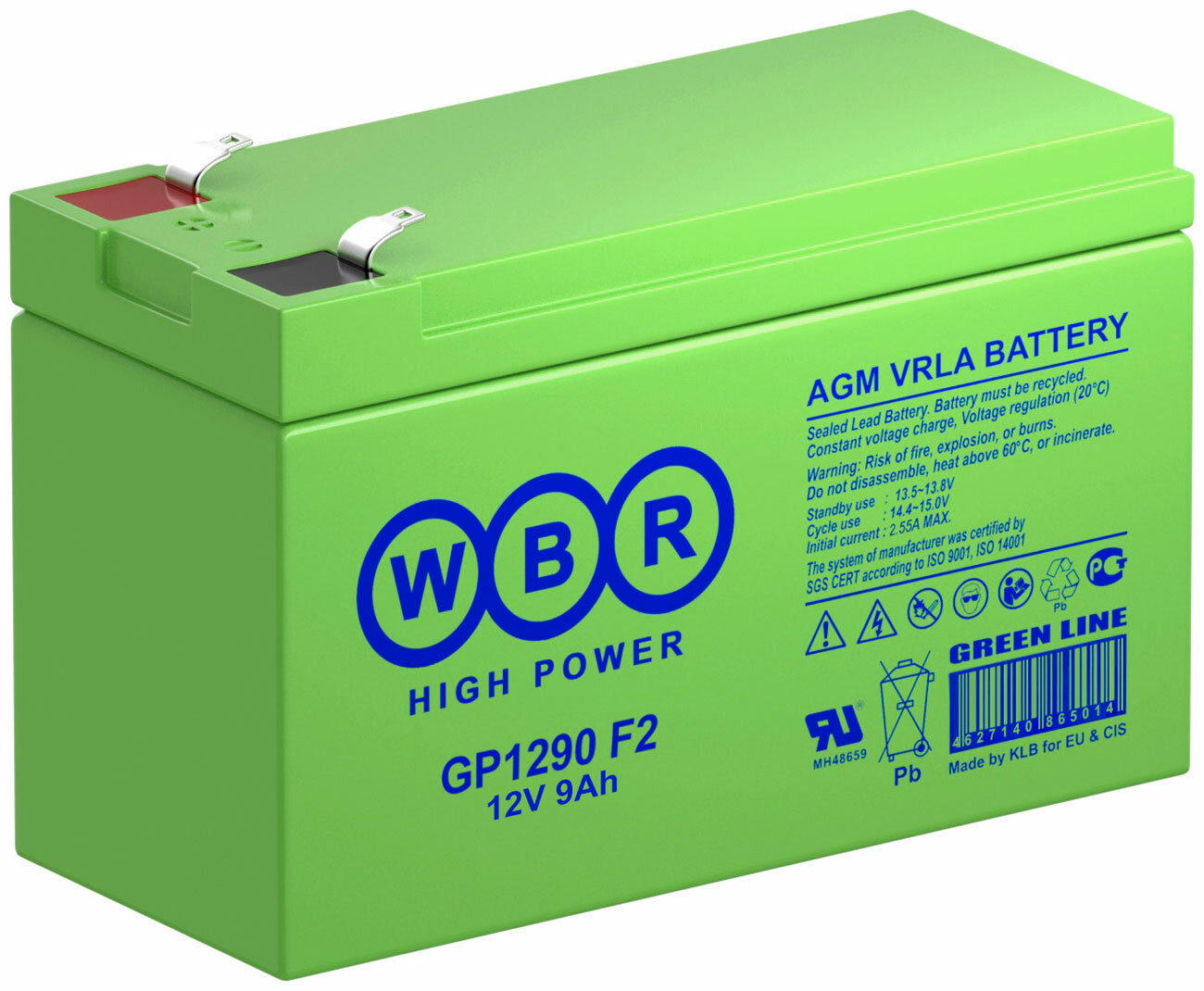 Аккумуляторная батарея для ИБП WBR GP1290 F2 (12В 9Ач)