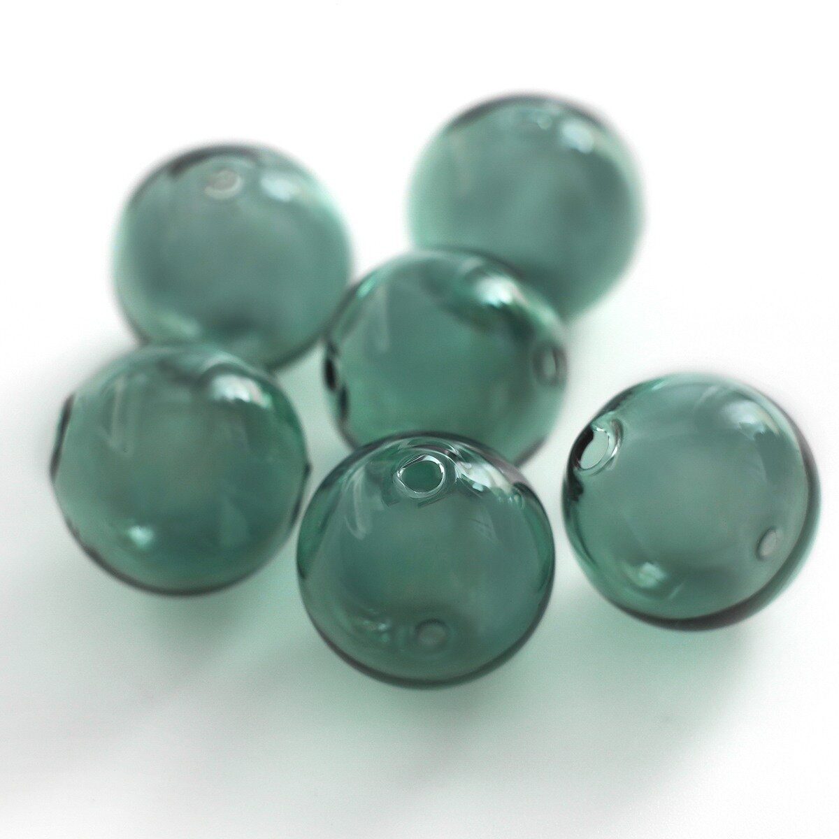Бусины круглые Лэмпворк шар 3 шт, цвет блеклый изумрудный, 18х17 мм