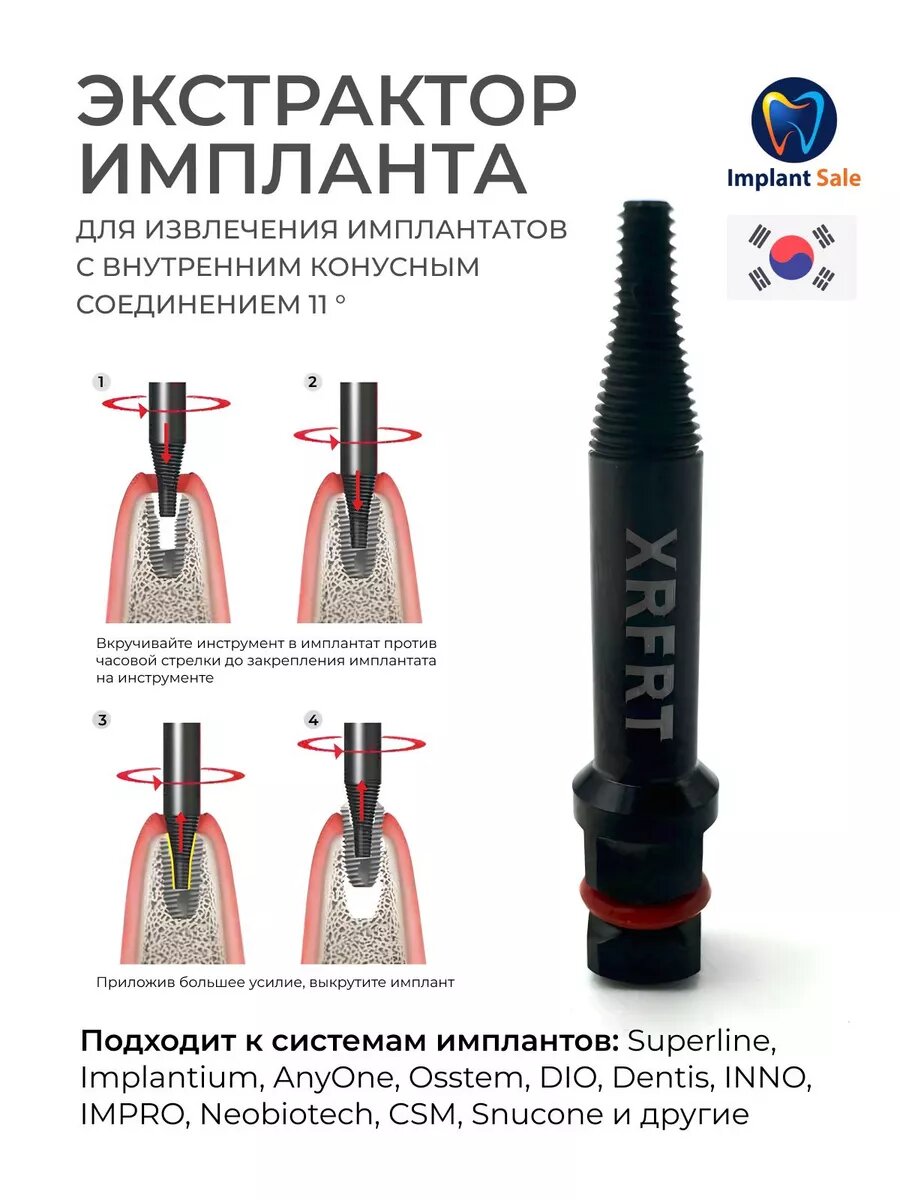 Экстрактор имплантов XRFRT, с внутренним конусом 11°, рабочая часть 25 мм