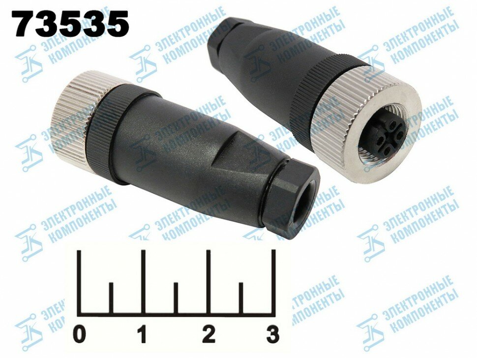 Разъем 3pin гнездо влагозащищенный на кабель IP67 M12 PG7