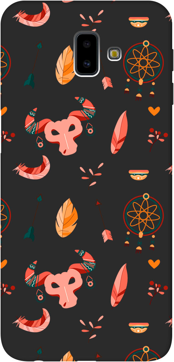 Матовый чехол Boho для Samsung Galaxy J6+ (2018) / Самсунг Джей 6 плюс с 3D эффектом черный