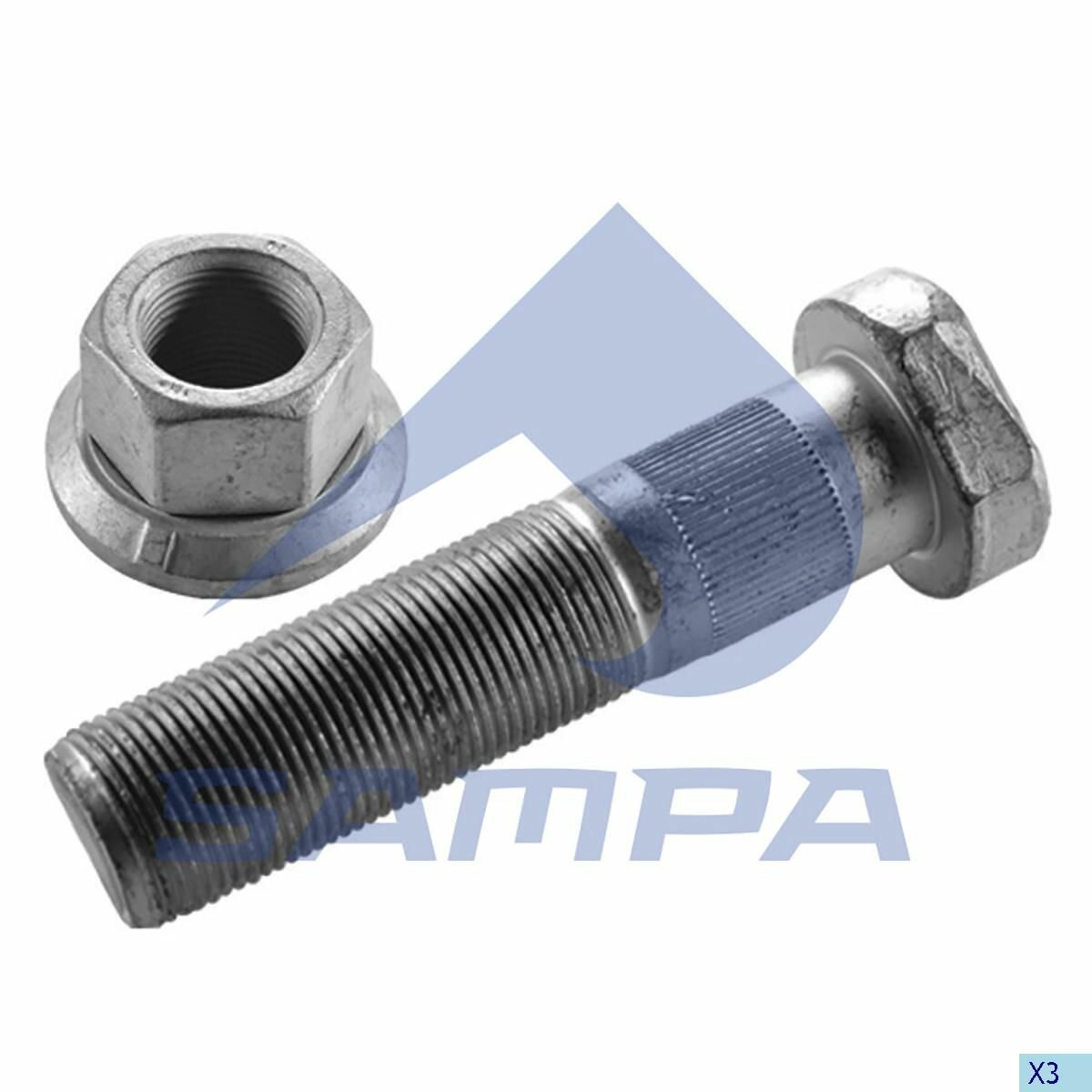 Болт колеса М22х1,5х104/93 SAF (к-т с гайкой) 075.600 SAMPA