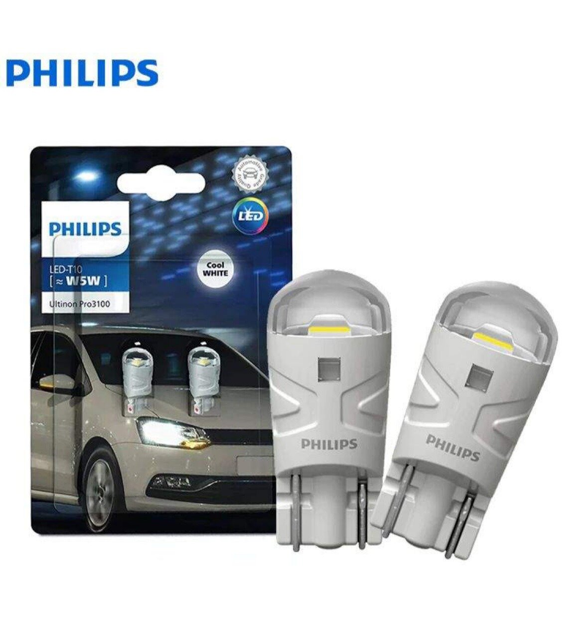 Светодиодная лампа Philips LED T10 W5W 6000K Ultinon 2шт, 11961CU31B2