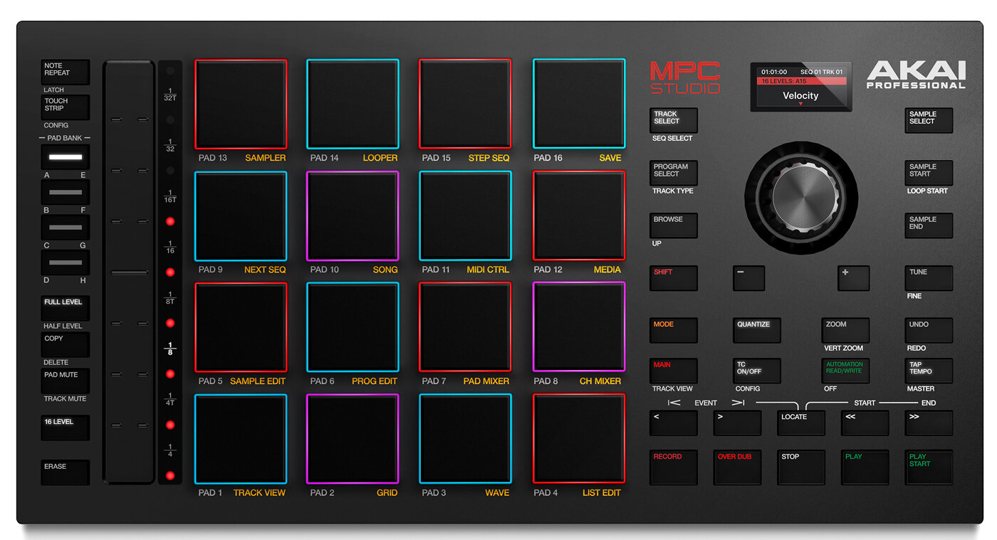 MIDI контроллер/сэмплер AKAI MPC STUDIO 2, 16 полноразмерных чувствительных к силе нажатия RGB-пэдов