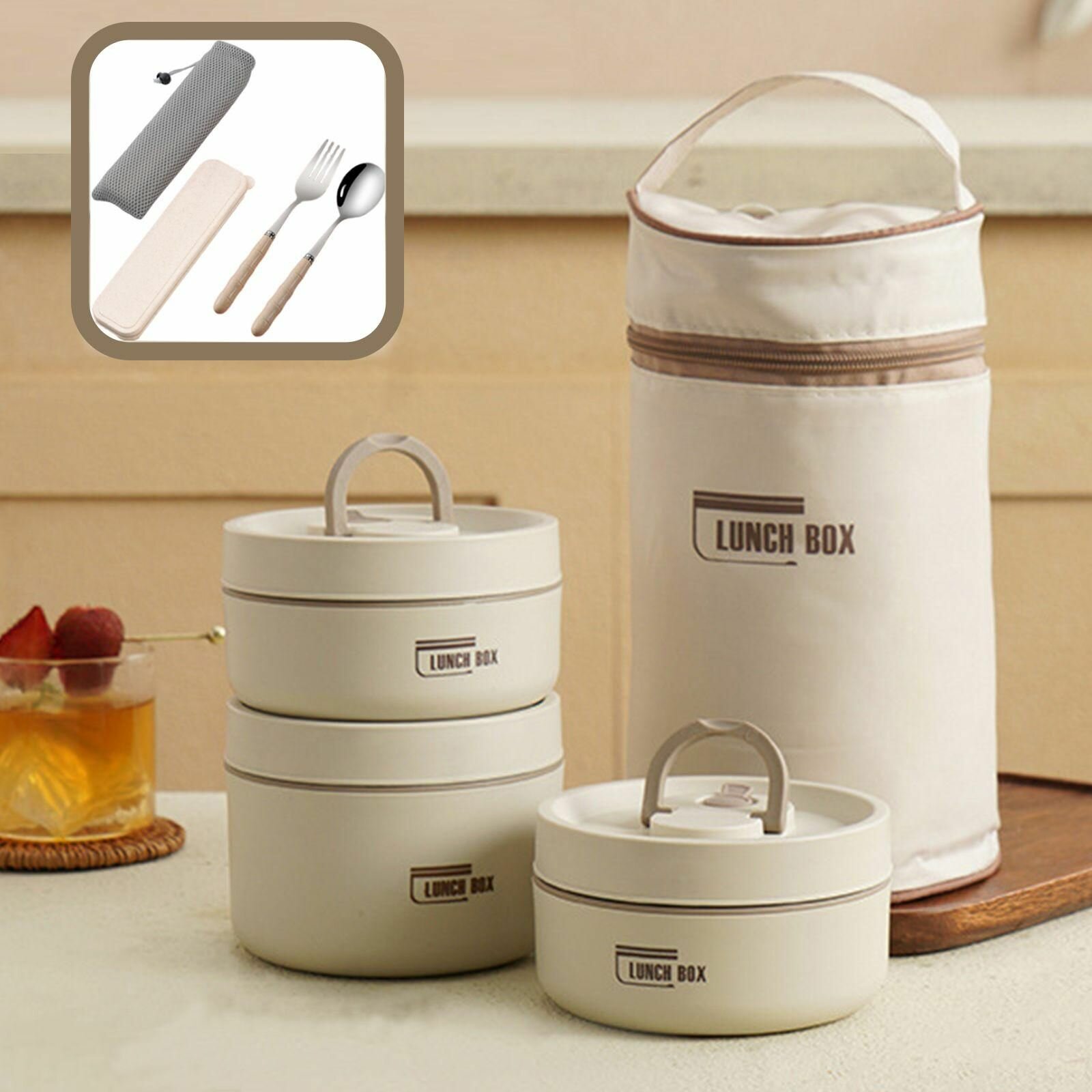 Набор из трех ланч-боксов, портативные изолированные ланч-боксы из нержавеющей стали для взрослых и детей.