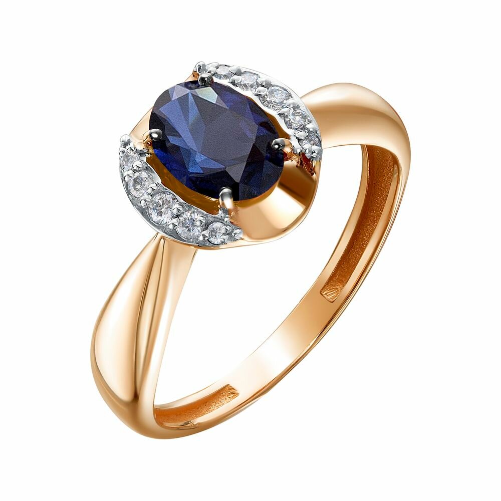 Кольцо, золото, 585 проба, бриллиант, сапфир