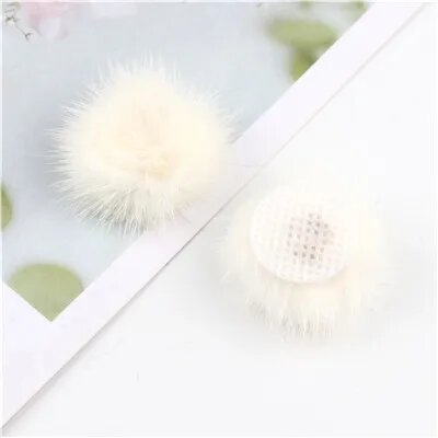 Меховые помпоны из норки, 10 шт. Белый, white