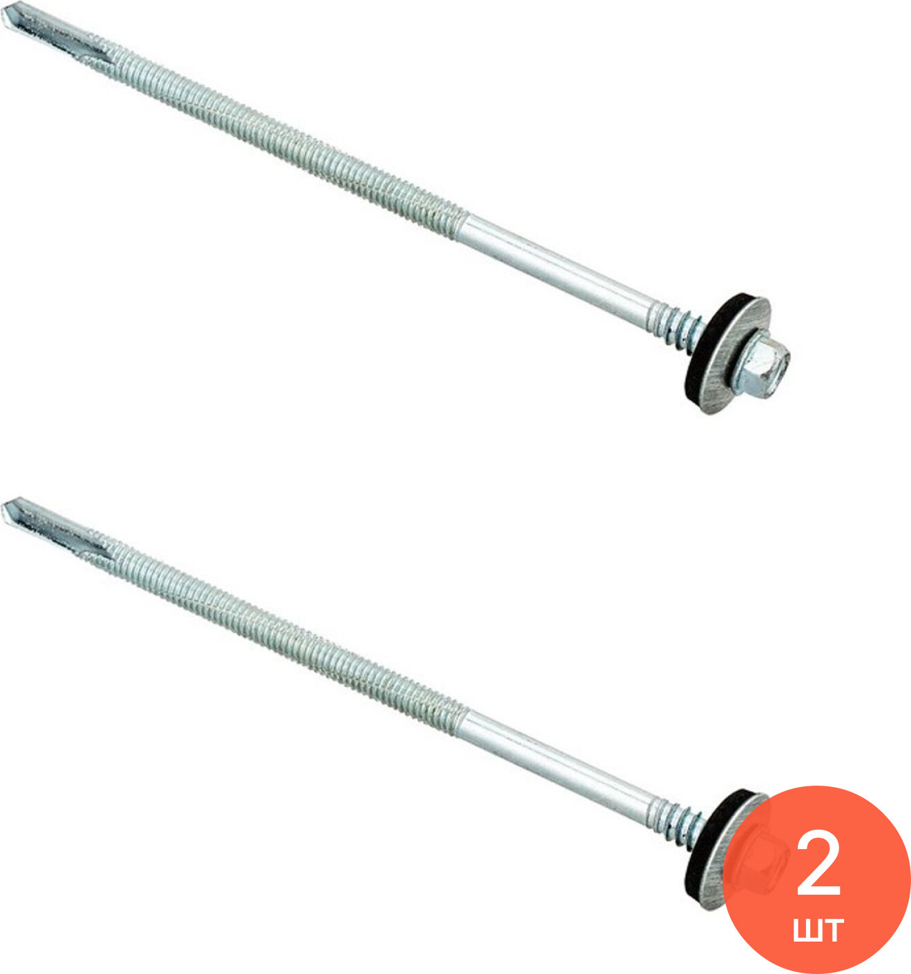 Саморез Стройбат для сэндвич панелей со сверлом, шестигранной головкой с пресс-шайбой из стали, цвет цинк, 6.3х160мм, 20шт. в упаковке / крепеж (комплект из 2 шт)