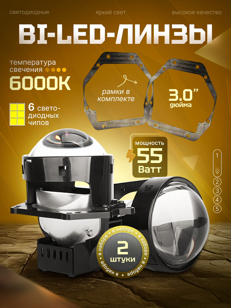 Bi-Led линзы для Kia Sportage 4 2016-2021, линзы Билед на Киа Спортаж 4