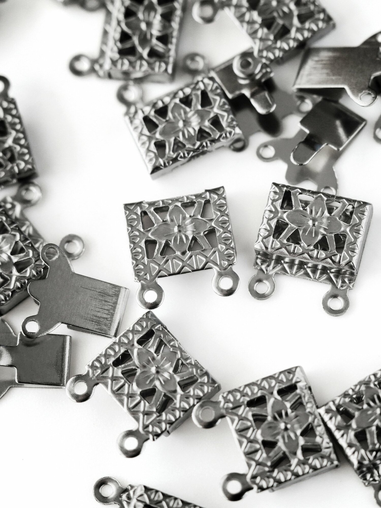 Замок/ застежка коробочка для украшений 6 шт, нержавеющая сталь, цвет стальной, 15x10x3 мм