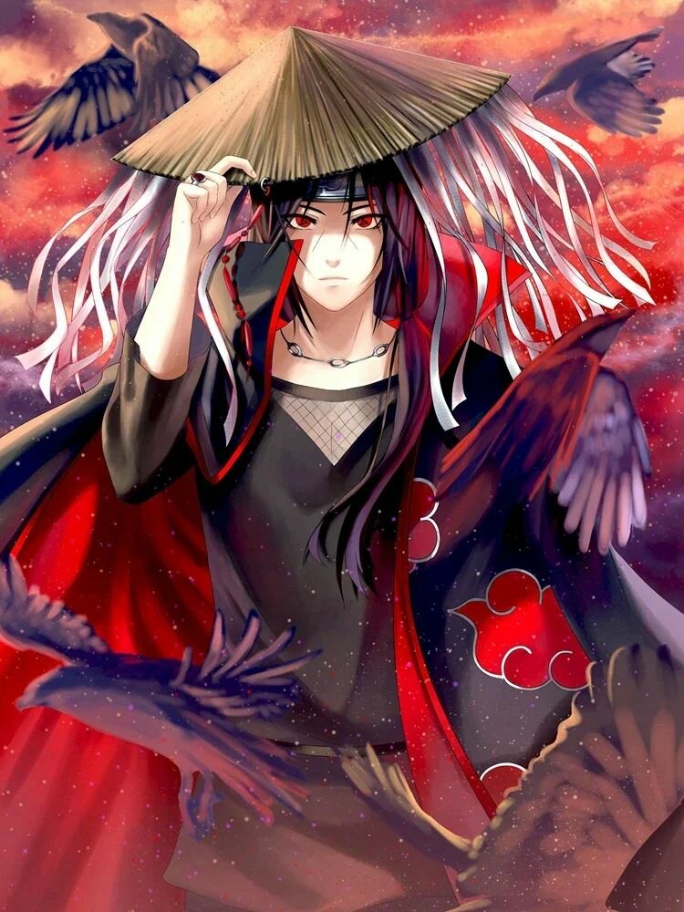 Алмазная картина "Учиха Итачи" алмазная огранка 40х50 см,40X50CM, белый