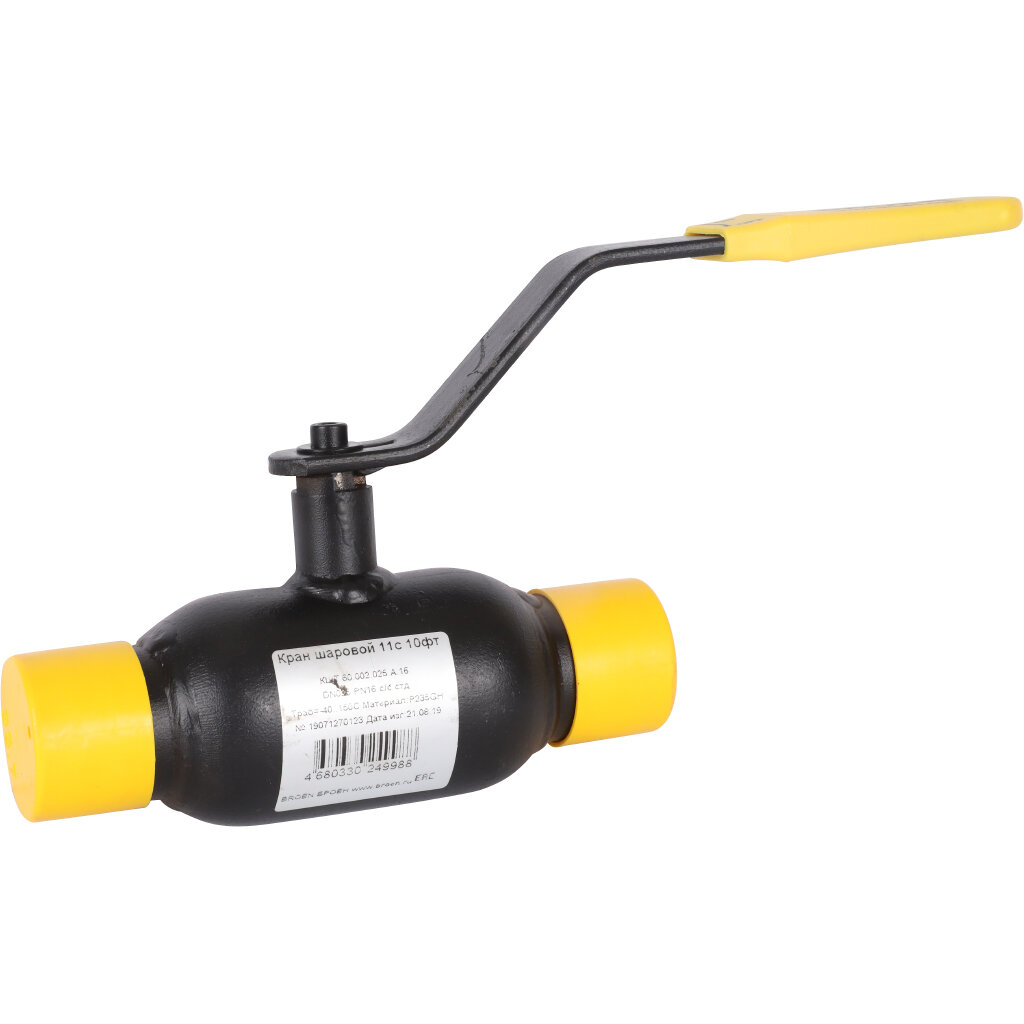 Кран шаровый стальной DN 25 броен 11с10фт под сварку PN 16