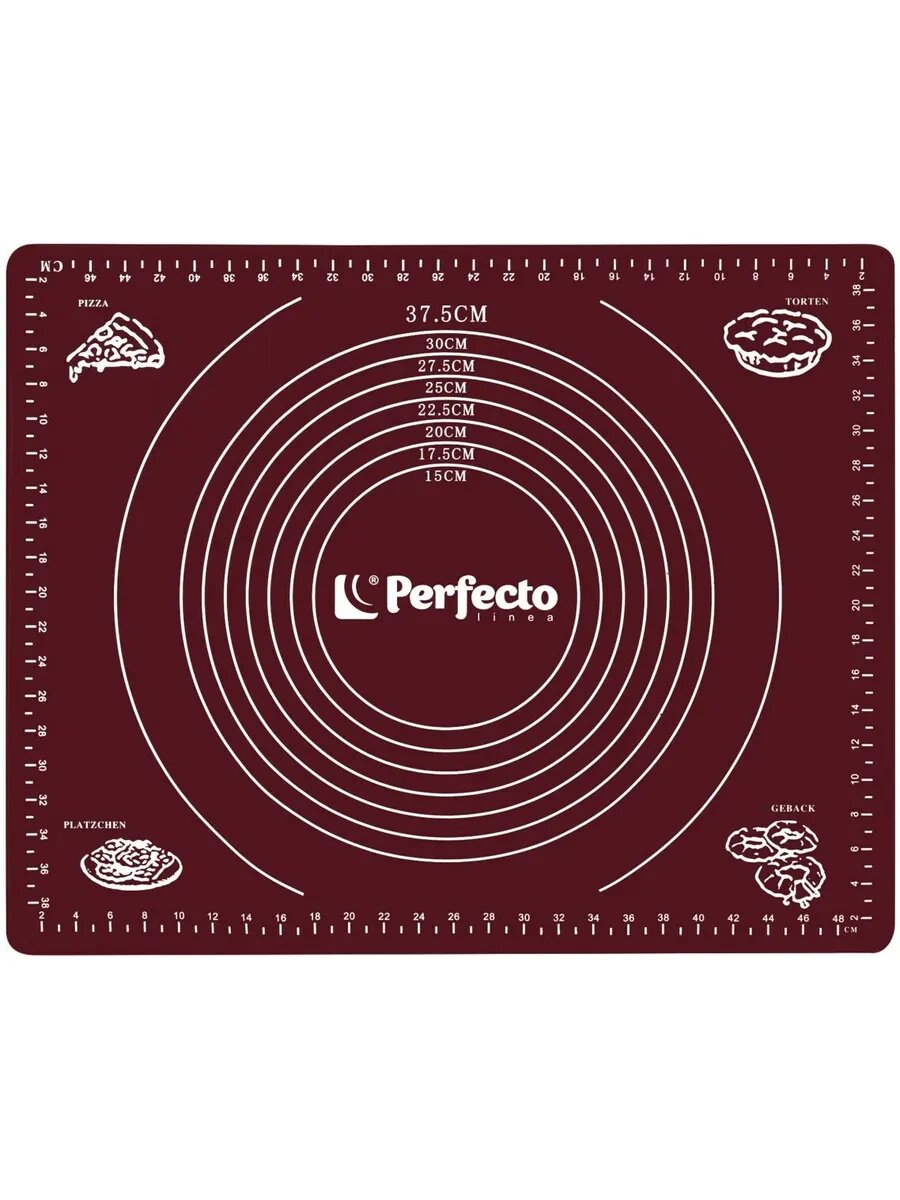 Коврик для теста с мерными делениями силиконовый 50х40 см PERFECTO LINEA Burgundy (23-504014)