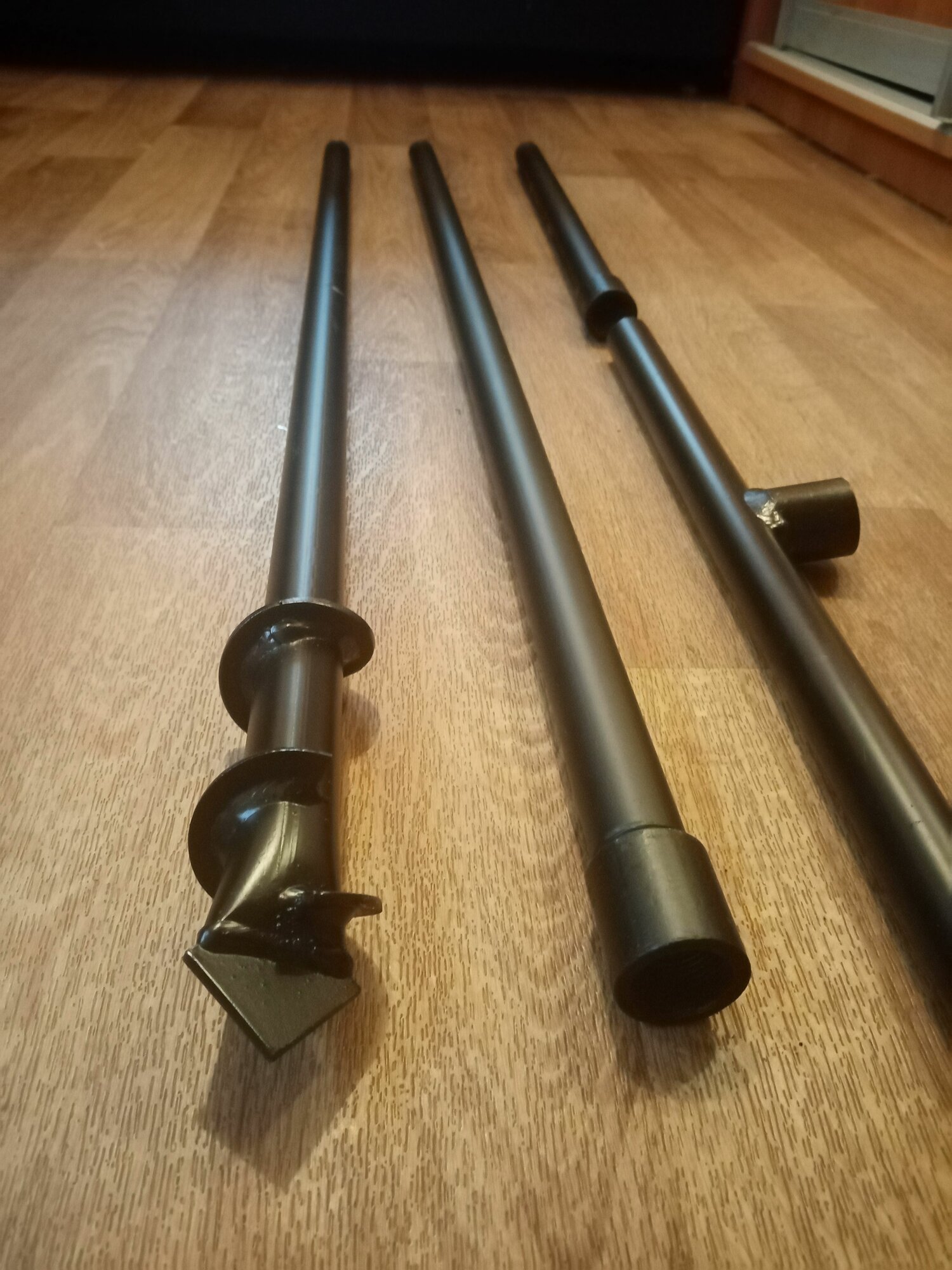 Бур садовый, D-50мм x2,5 метра, Т-образная рукоятка, металлический, чёрный