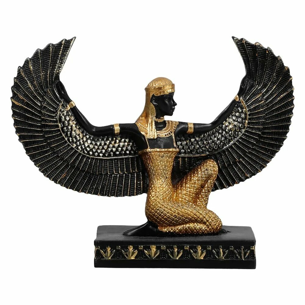Изящная черная статуэтка богини исиды из смолы для украшения рабочего стола